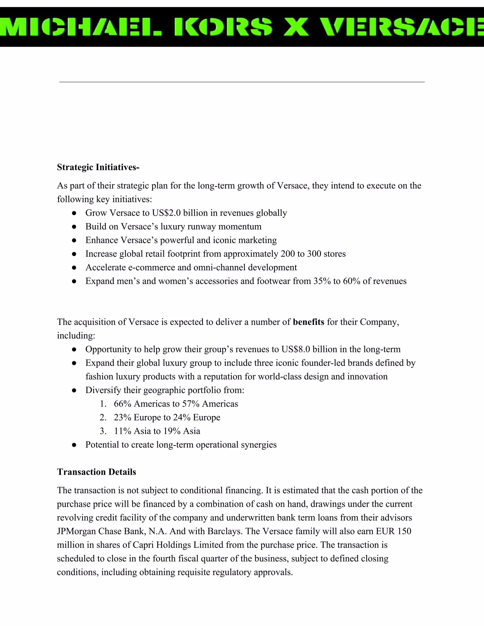 Michael kors and versace | PDF | Business | Business and Finance