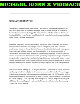 Michael kors and versace | PDF | Business | Business and Finance