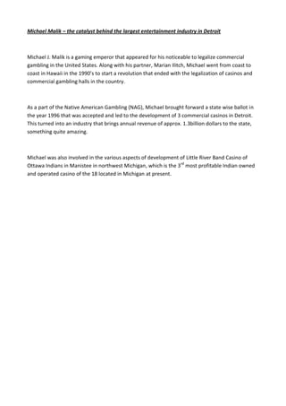 Michael Malik – the catalyst behind the largest entertainment industry ...