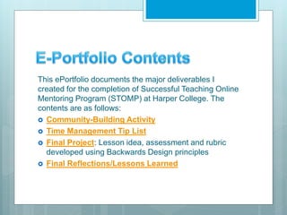 Michael Mangino: e-Portfolio | PPT