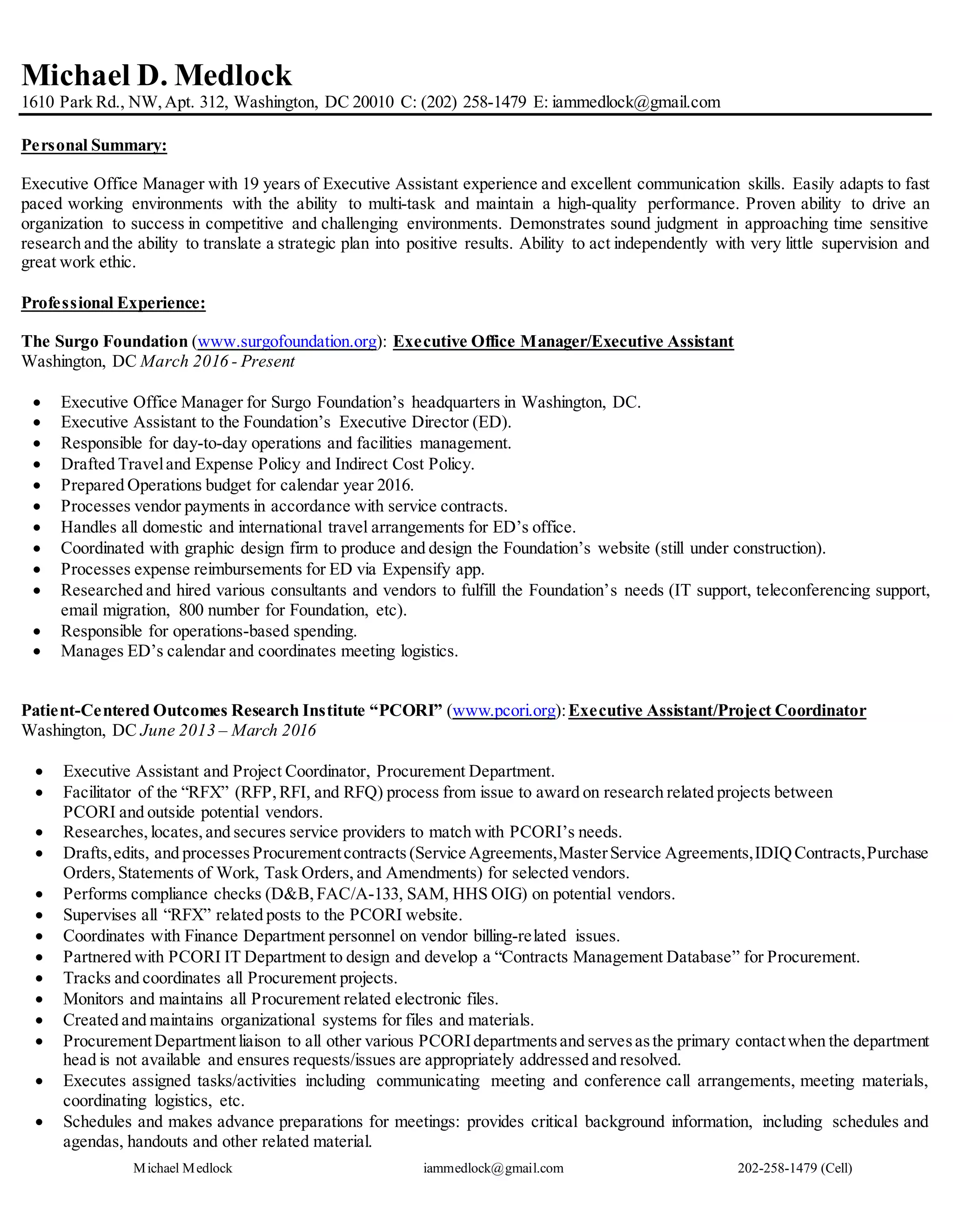 Michael Medlock cv 06.20.16