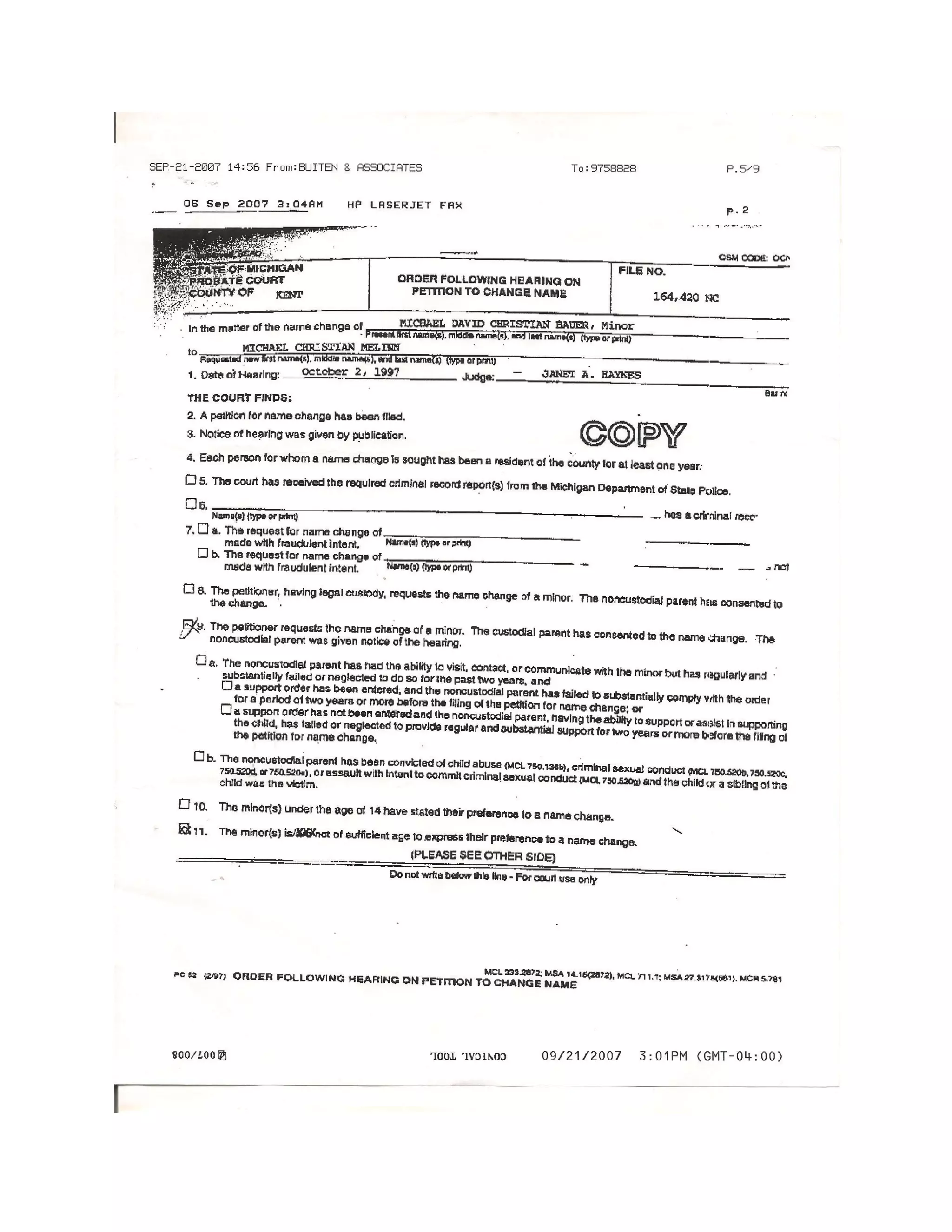 Michael melinn name change | PDF