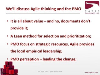 PMI Portland Michael Nir The Agile PMO | PDF