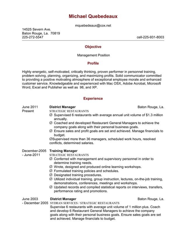 Michael Quebedeaux | PDF | Human Resources | Business