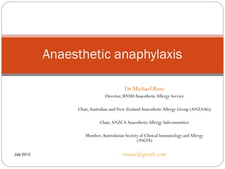 Michael rose on anaphylaxis | PPT