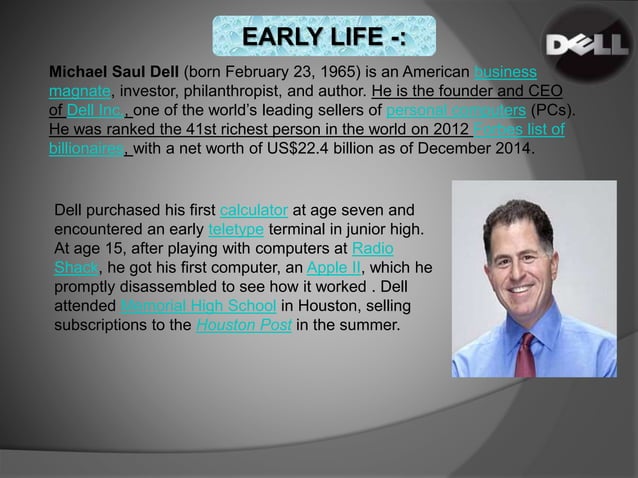 Michael saul dell | PPTX | Business | Business and Finance