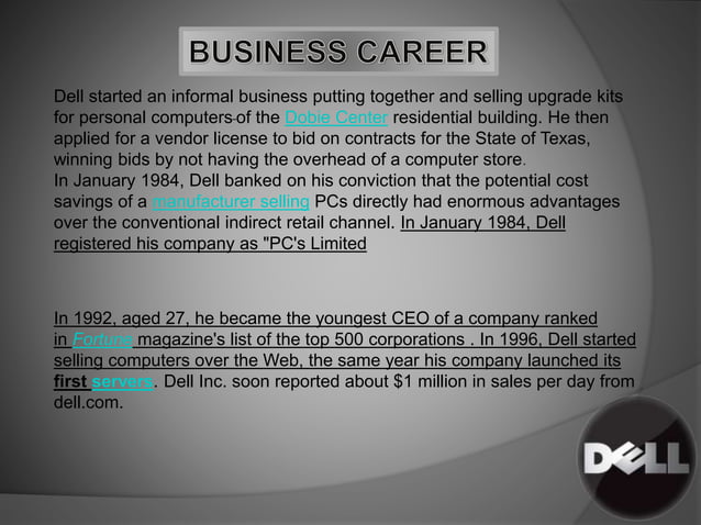 Michael saul dell | PPTX | Business | Business and Finance