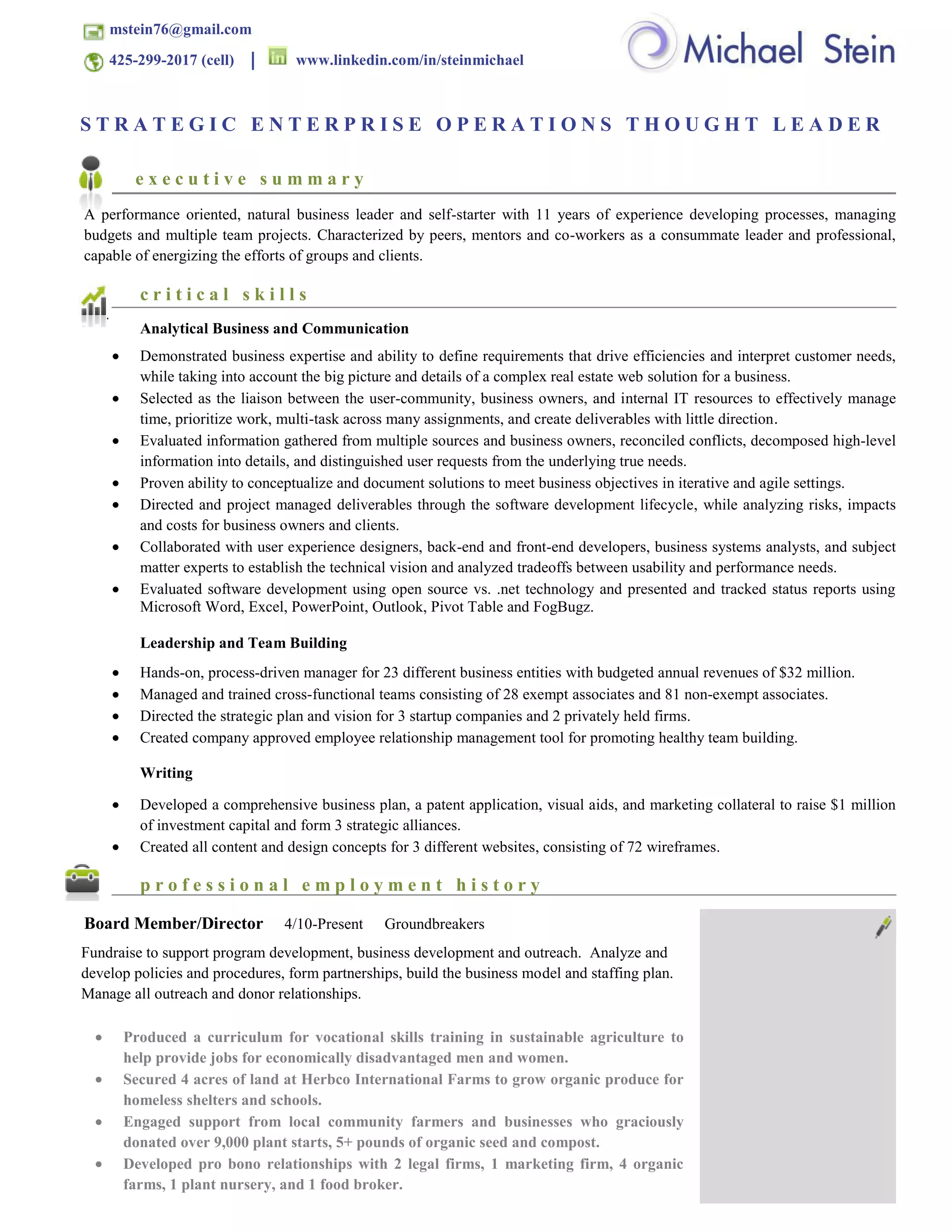 Michael Stein\'s Resume | PDF