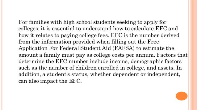 Understanding EFC and It Relates to College Costs | PPT