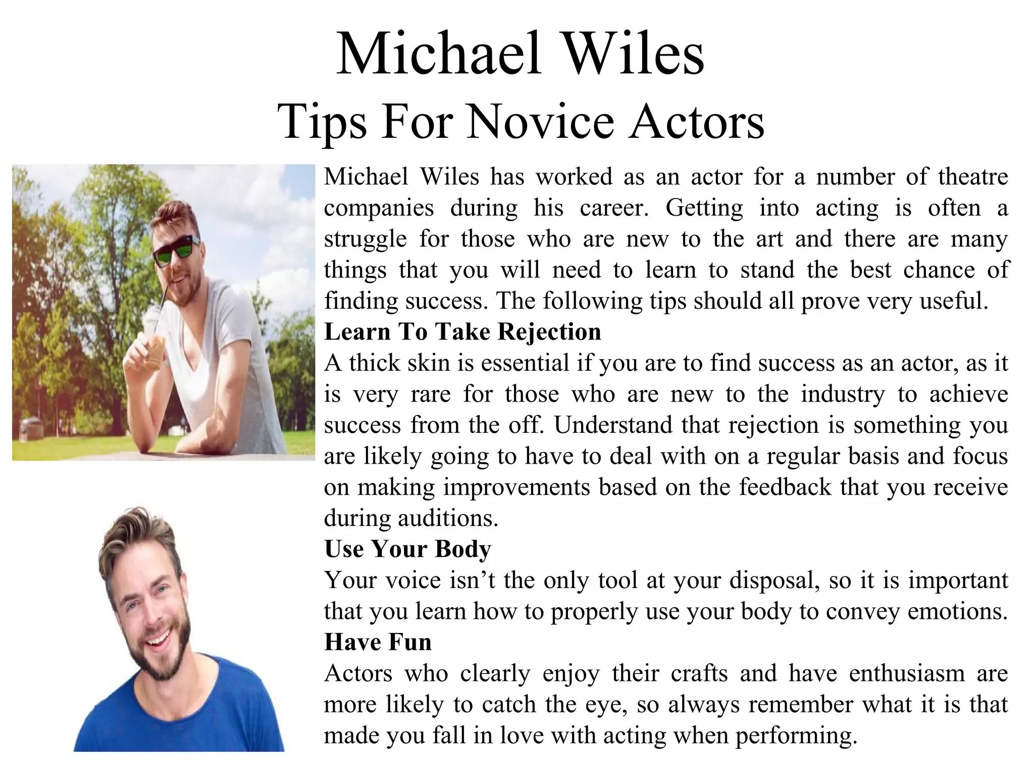 Michael Wiles - Qualities of a Good Actor | PPT