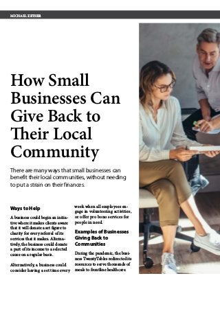 How Small Businesses Can Give Back to Their Local Community | PDF