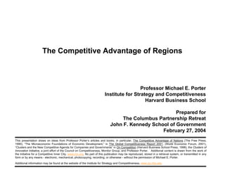 Micheal Porter On Competitiveness And The Region | PDF