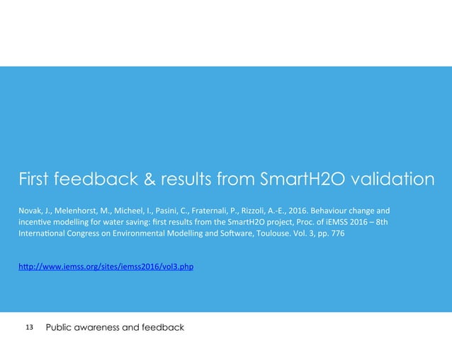 Public awareness and feedback – Insights from the SmartH2O project | PPT