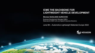 ICME THE BACKBONE FOR LIGHTWEIGHT VEHICLE DEVELOPMENT | PPT