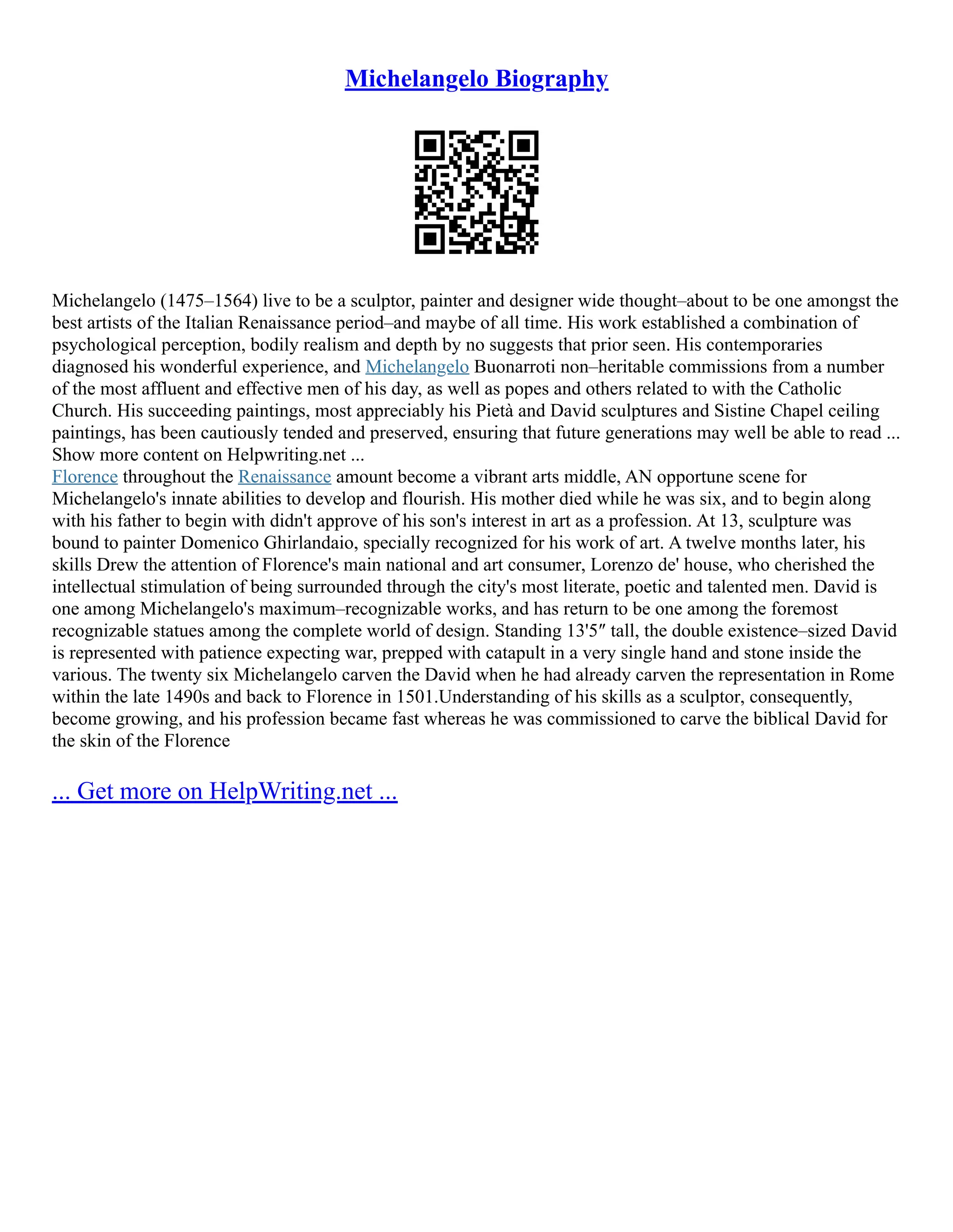 Michelangelo Buonarroti Research Paper | PDF