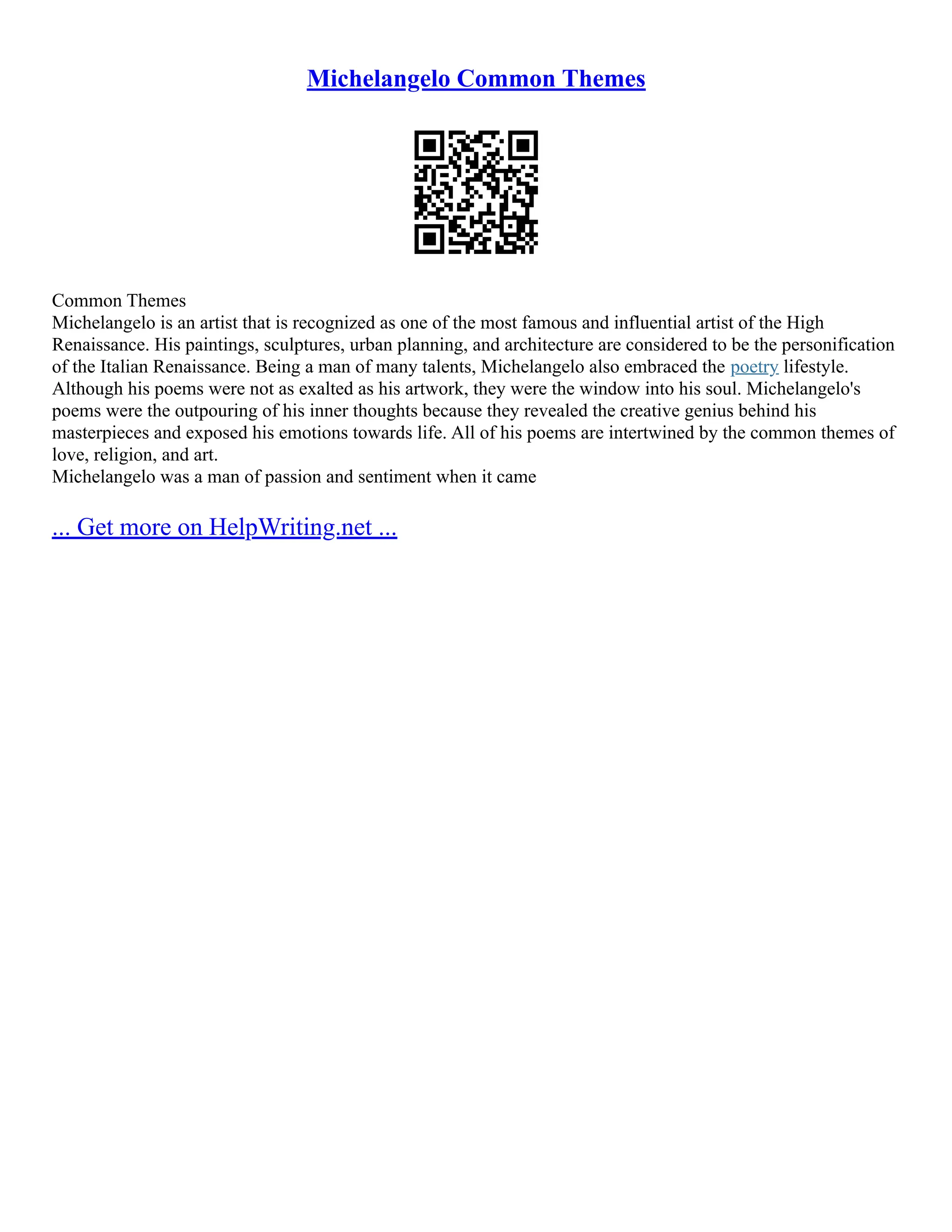 Michelangelo Buonarroti Research Paper | PDF