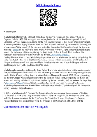 Michelangelo Essay | PDF