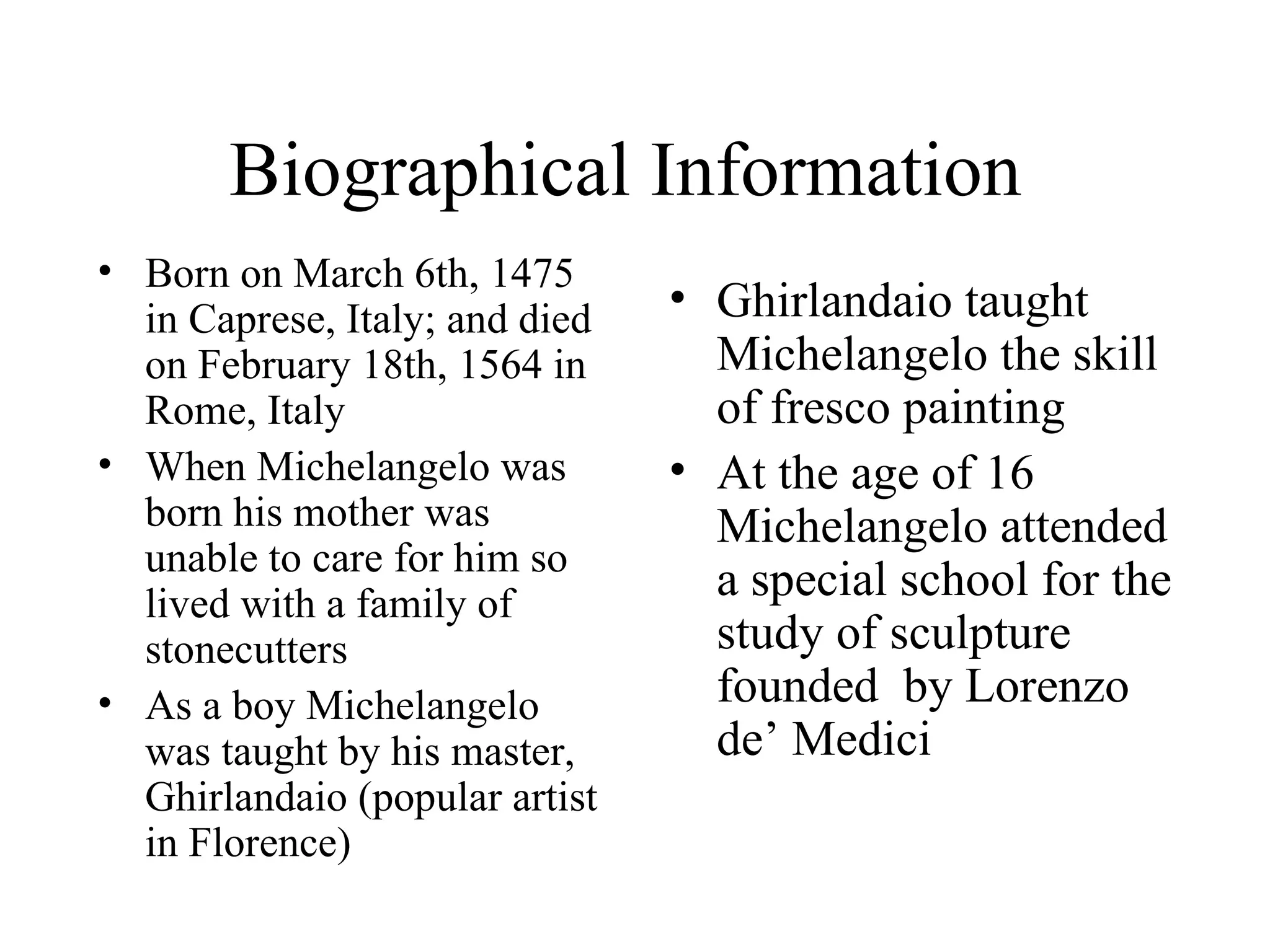 Michelangelo Powerpoint | PPT