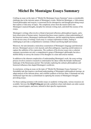 Michel De Montaigne Essays Summary.pdf