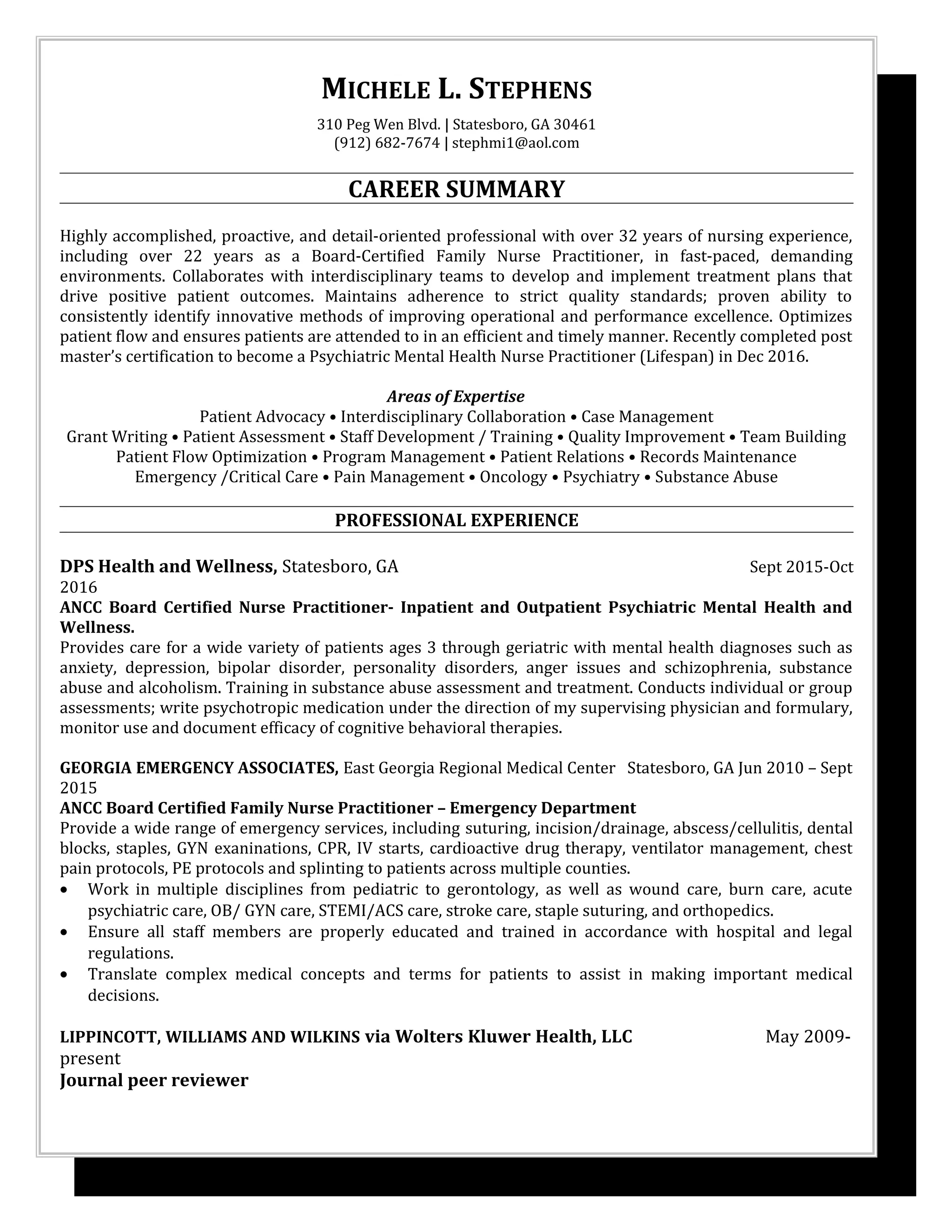 Michele stephens cv-finalone | DOC