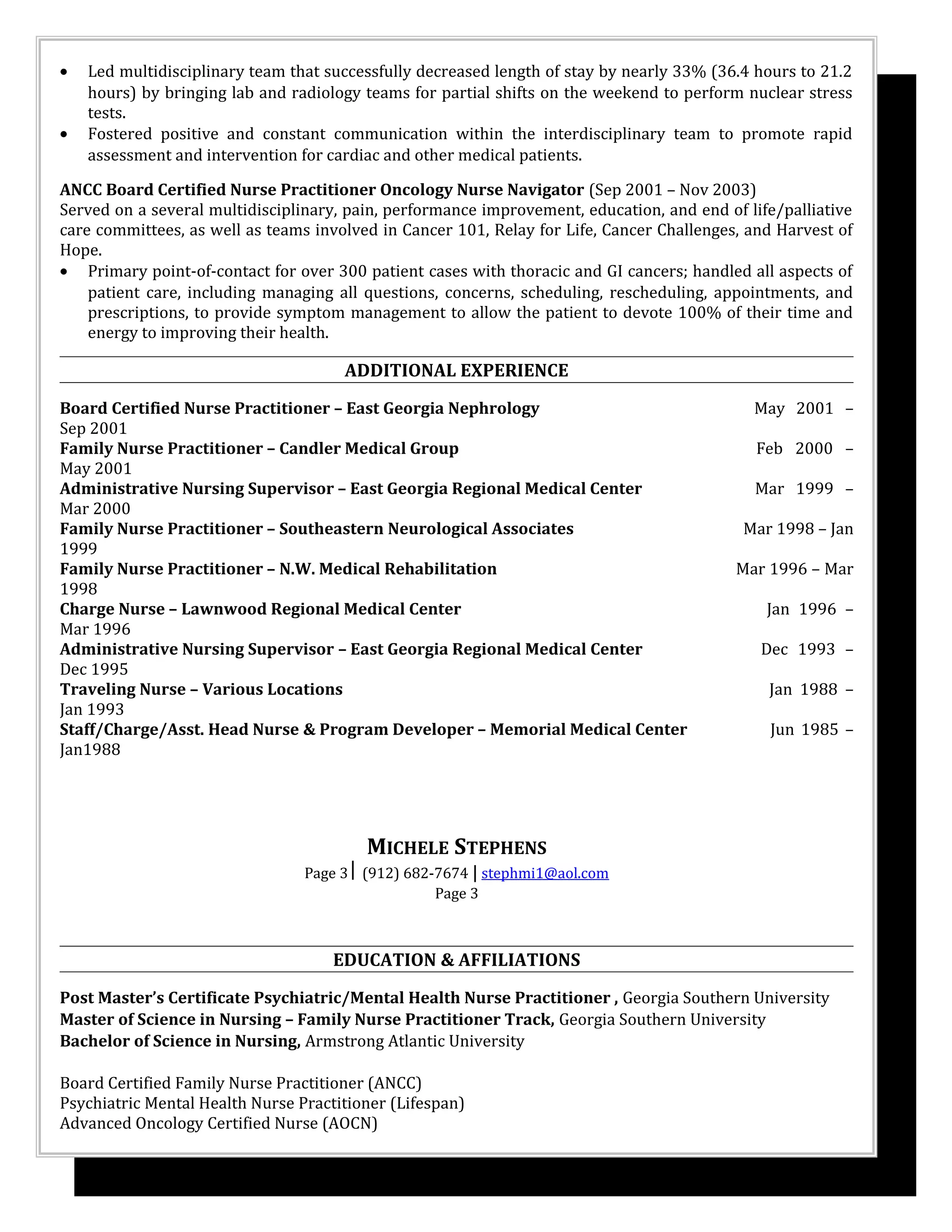 Michele stephens cv-finalone | DOC
