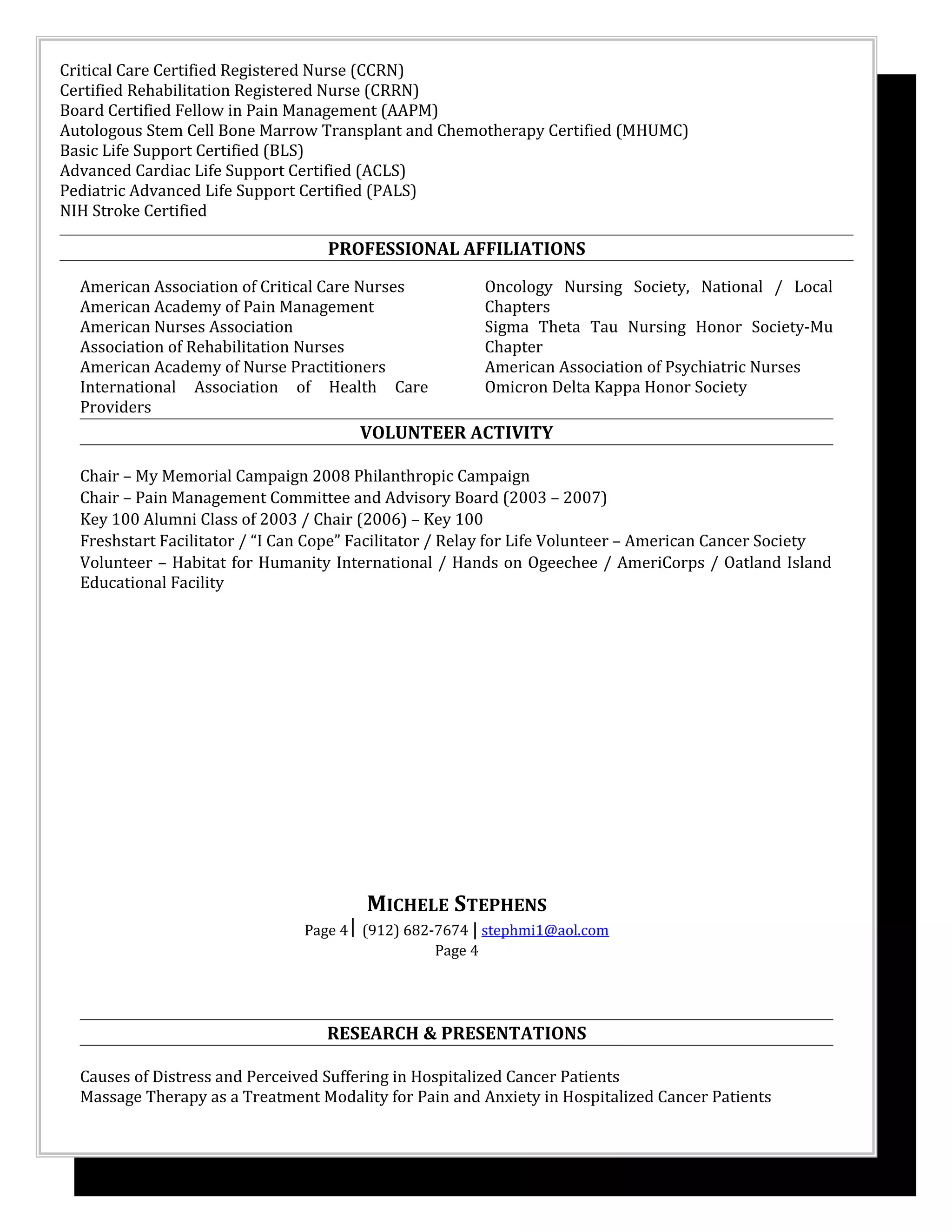 Michele stephens cv-finalone | DOC