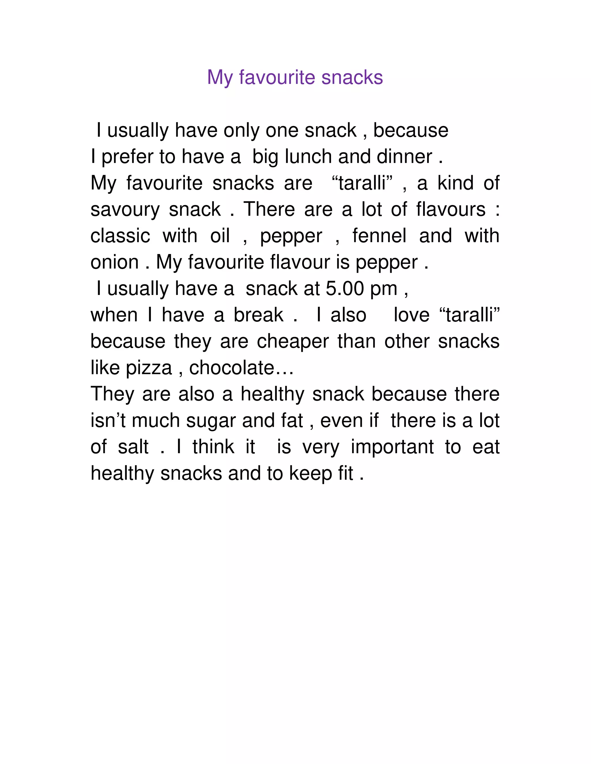 Michele lo conte. My favourite snack | PDF