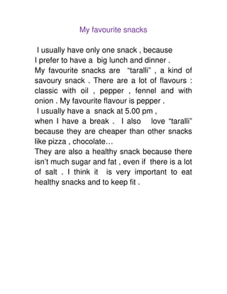 Michele lo conte. My favourite snack | PDF