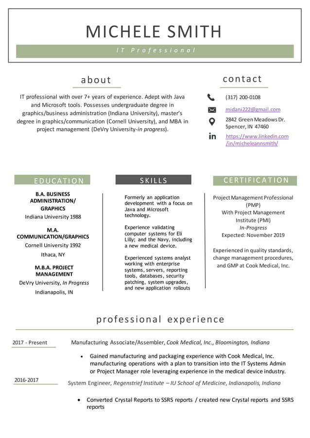 Michele smith resume it professional | DOCX