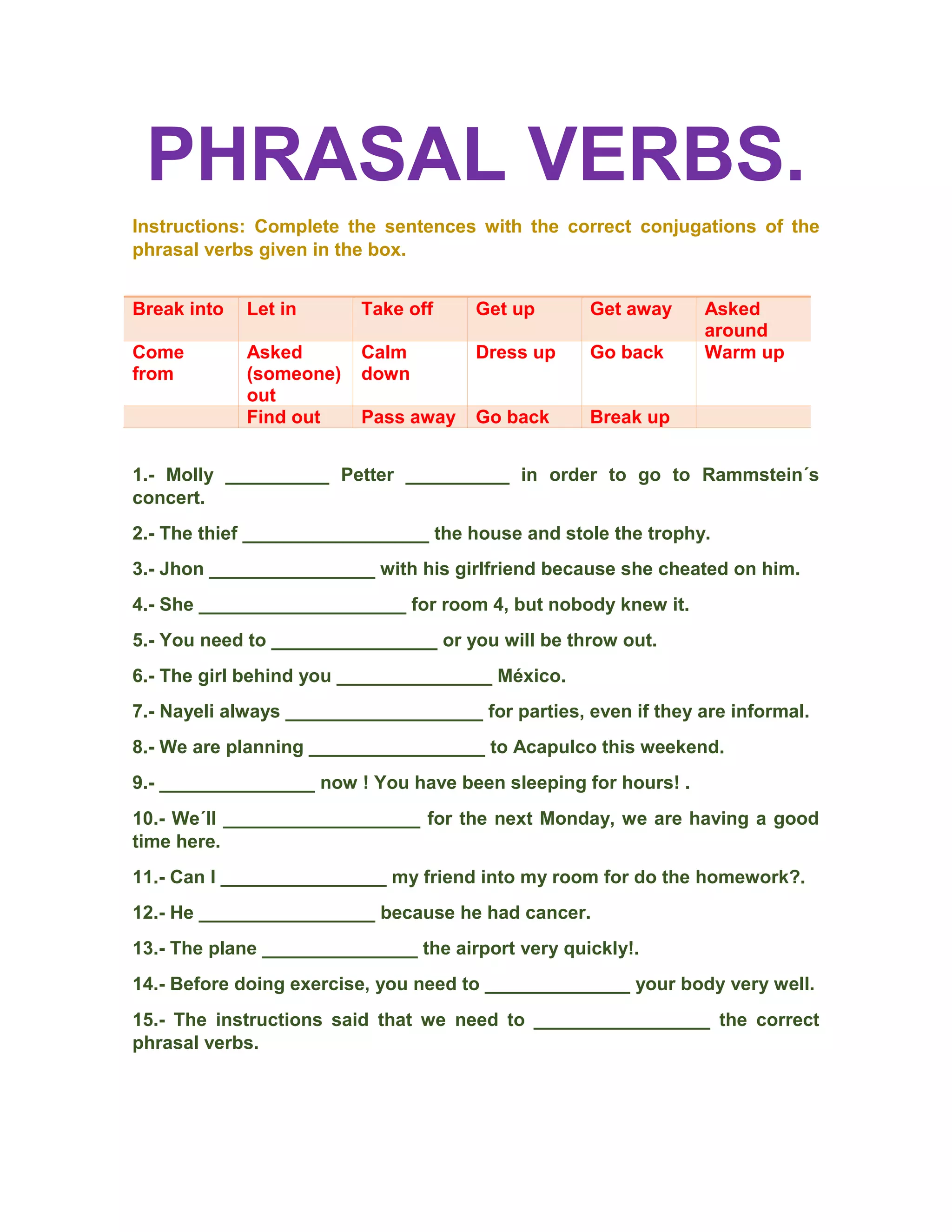 Michelle phrasal verbs | PDF