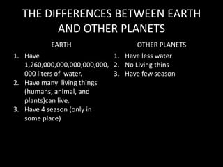 Compare and Contrast Between Earth and | PPTX