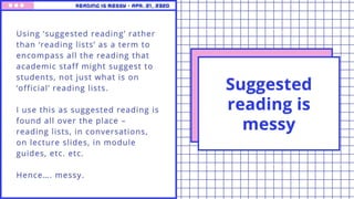 Bond, M. What's the point of a reading list? | PPT