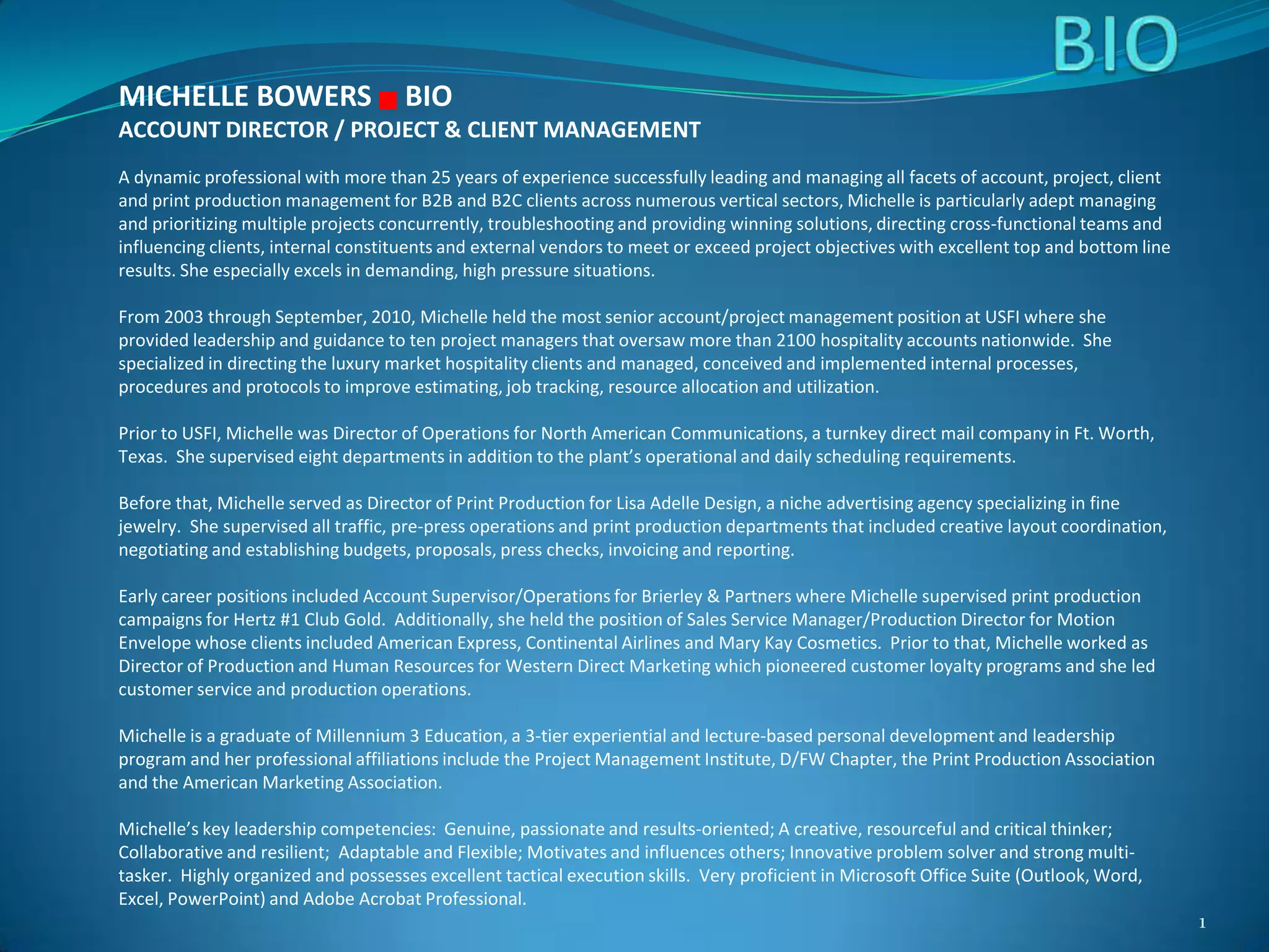Michelle Bowers Bio Resume 2010 | PPT