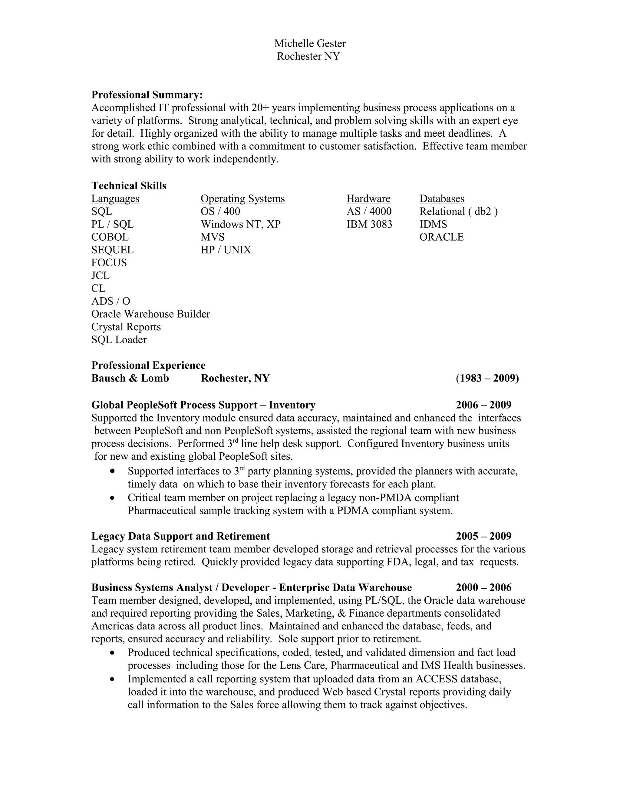 Michelle Gester Resume Slide | DOC