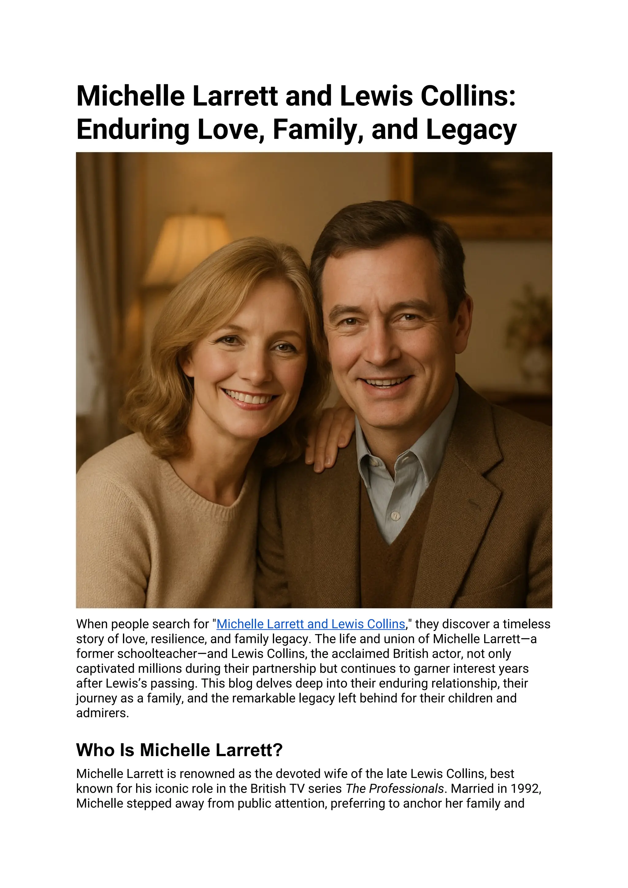 Michelle Larrett and Lewis Collins_ Enduring Love, Family, and Legacy.docx