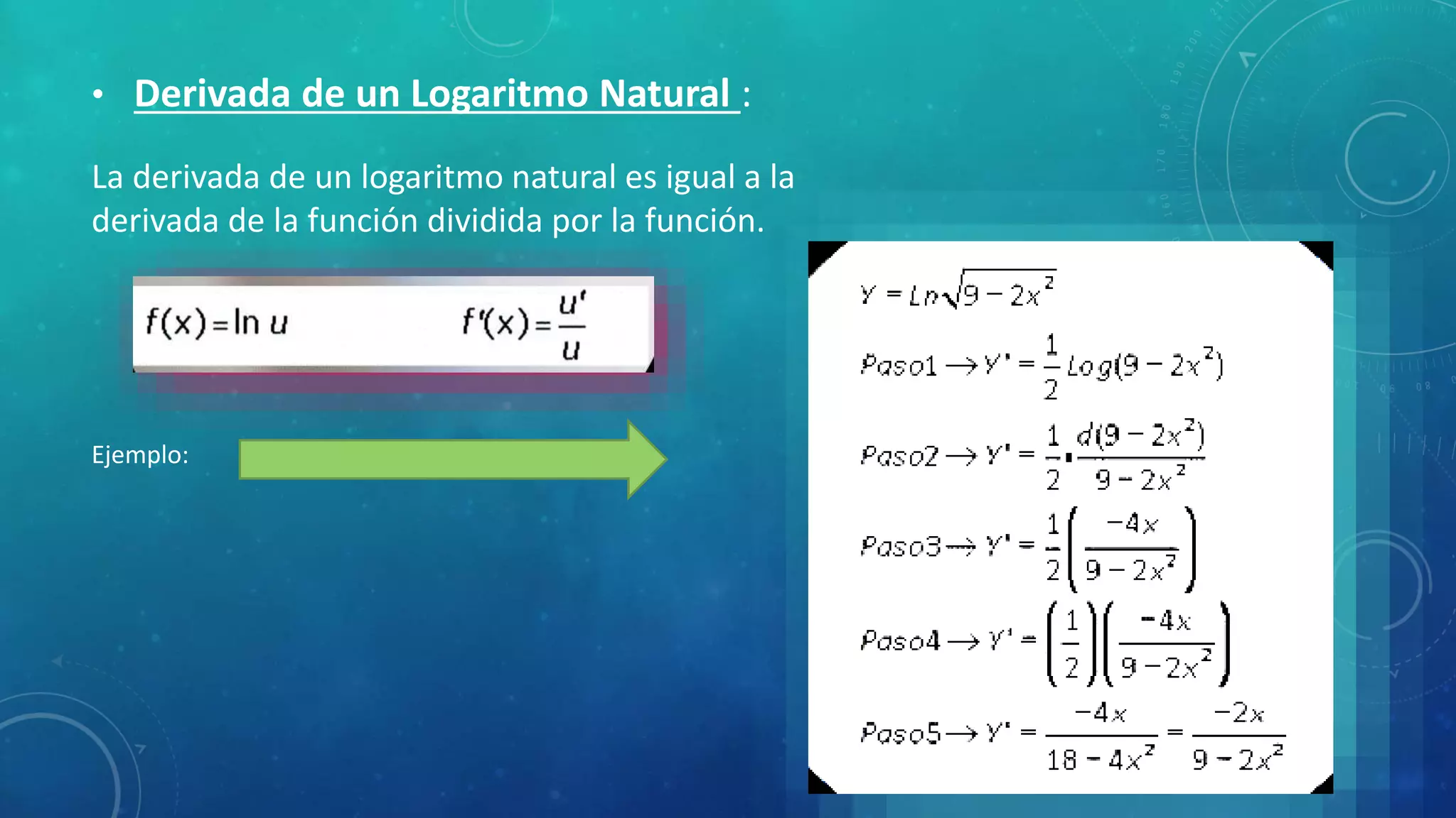 Derivadas logarítmicas y Parciales | PPTX