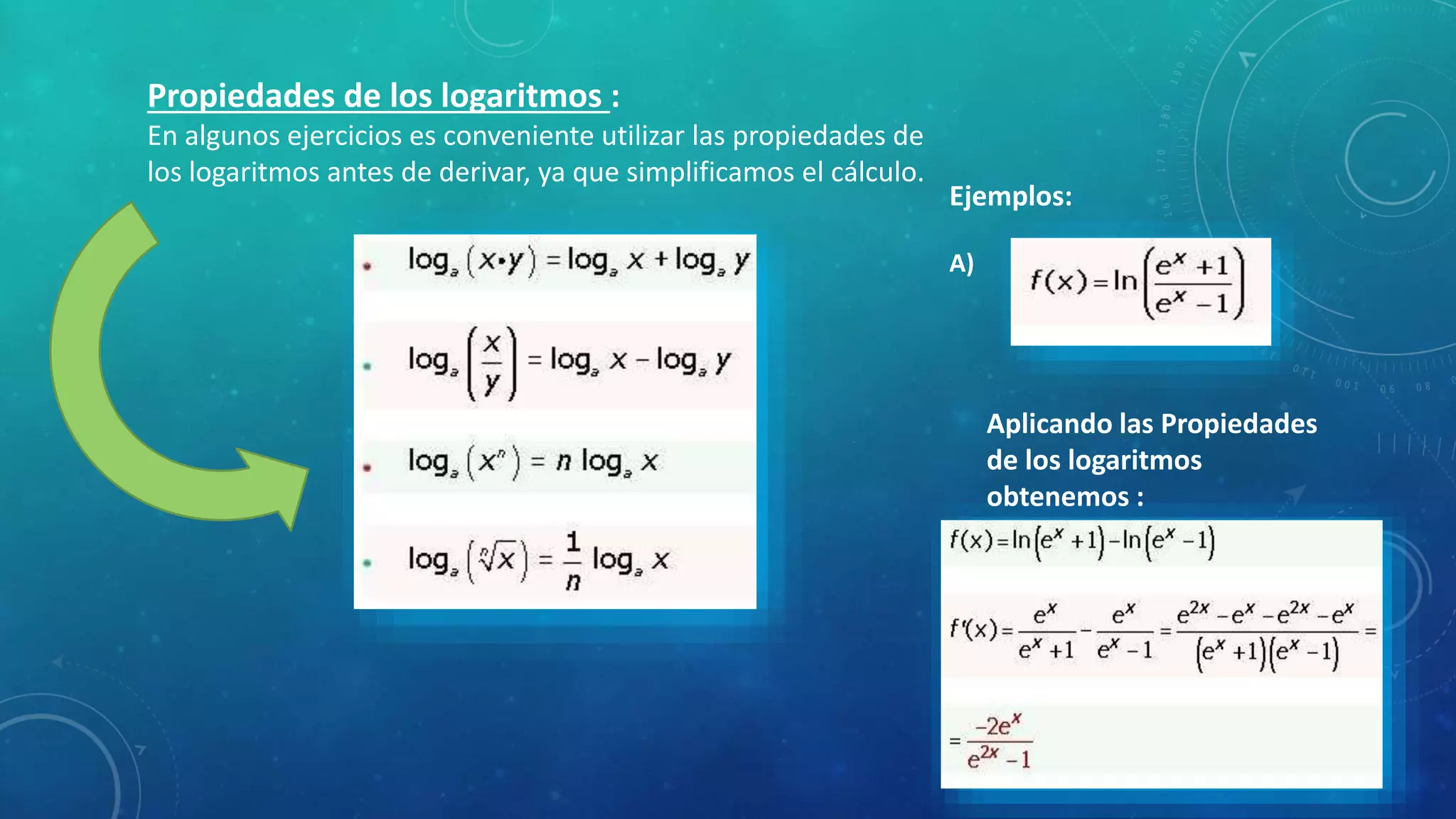Derivadas logarítmicas y Parciales | PPTX