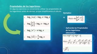 Derivadas logarítmicas y Parciales | PPTX