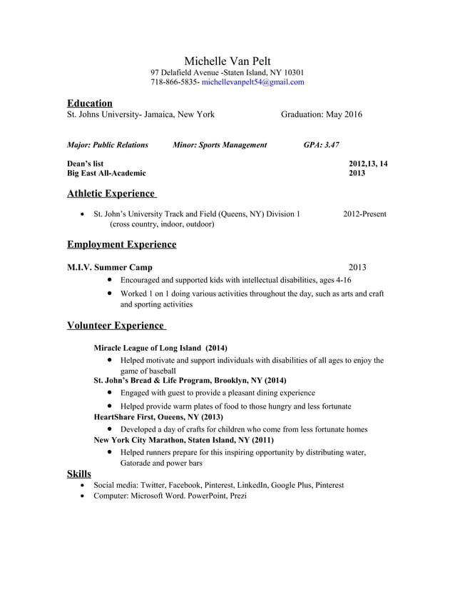 Michelle Van Pelt resume | PDF