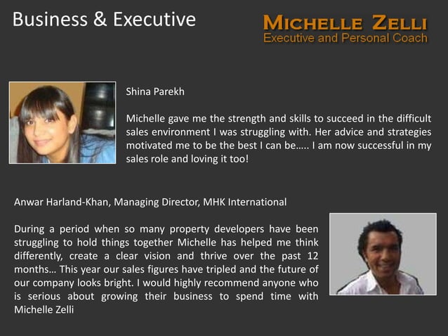 Michelle Zelli - Executive & Personal Coach - Testimonials | PPT