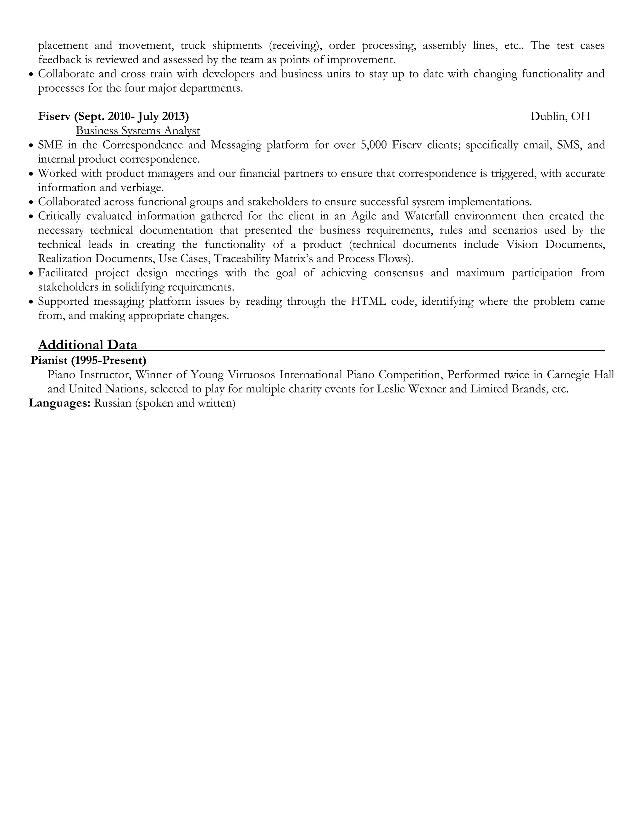 Michelle zhuravlev's resume | DOC