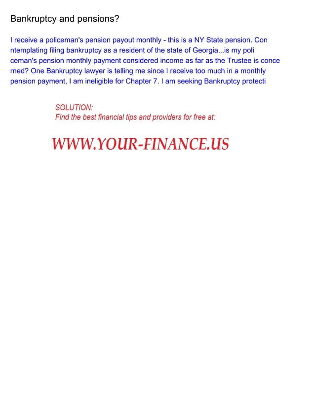 Bankruptcy and pensions? | PDF