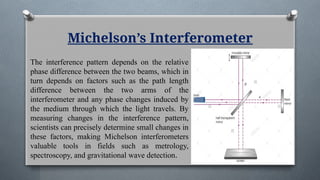 To study Michelson’s Interferometer and determination of the wavelength ...