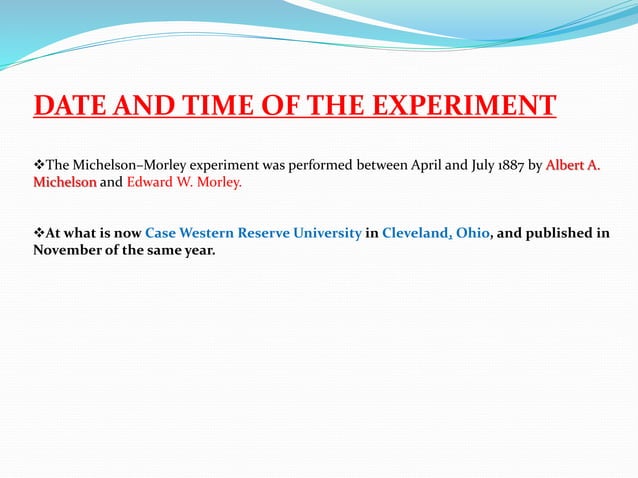 Michelson Morley experiment | PPTX