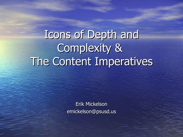 Introducing The Depth and Complexity Icons and Content Imperatives ...