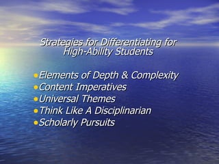 Introducing The Depth and Complexity Icons and Content Imperatives | PPT