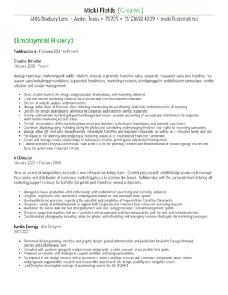 Micki Fields | PDF | Web Design and HTML | Internet