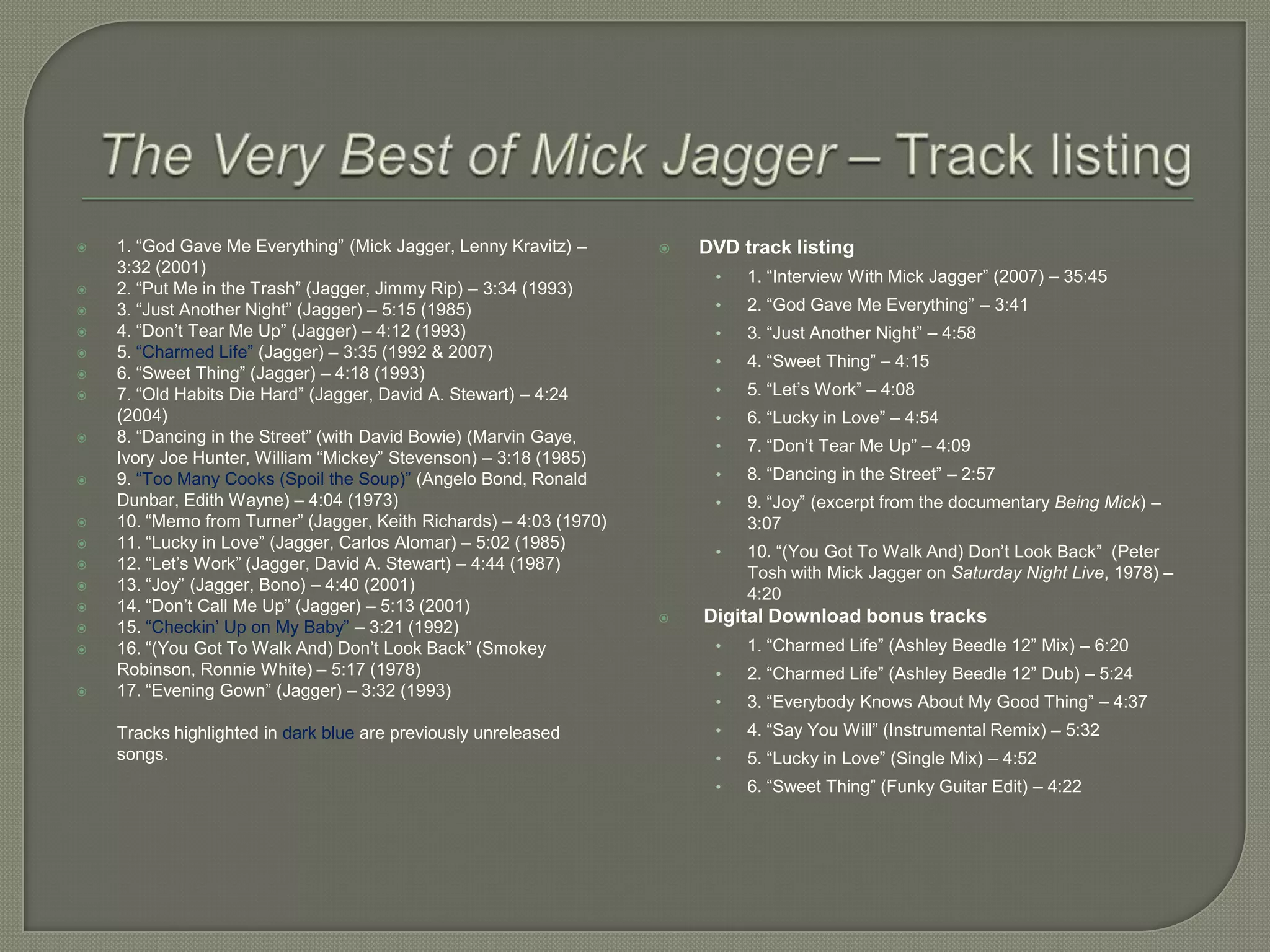 Mick Jagger’s solo albums | PPTX