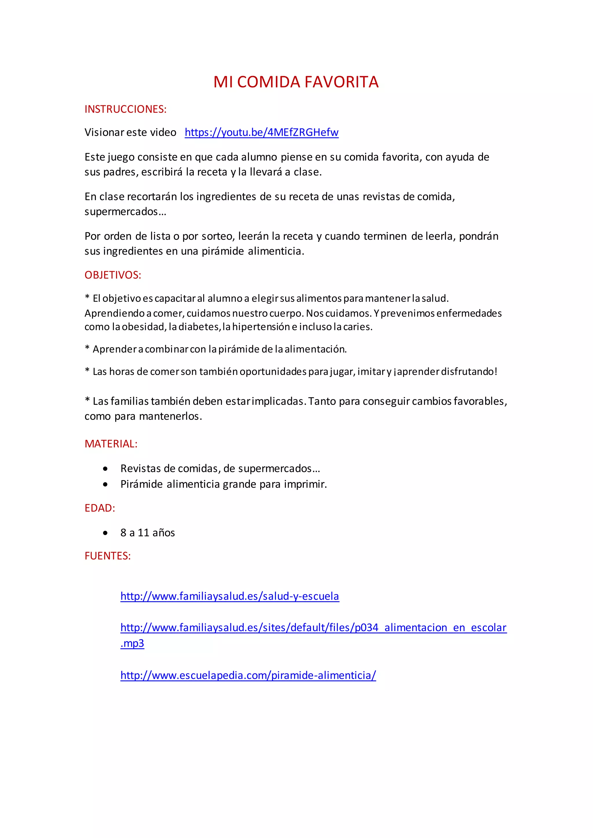 Mi comida favorita | PDF