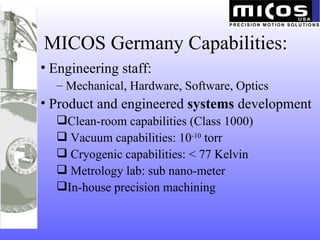 Micos Corporate Overview | PPT